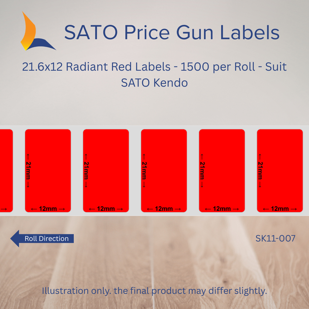 21.6x12 Radiant Red Labels - 1500 per Roll - Suit SATO Kendo – Label ...