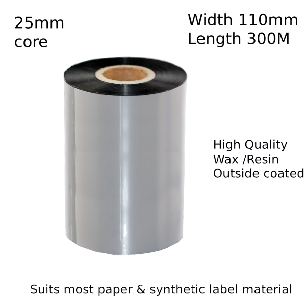 110mm x 300M Thermal Ribbon Wax/Resin Ink Out
