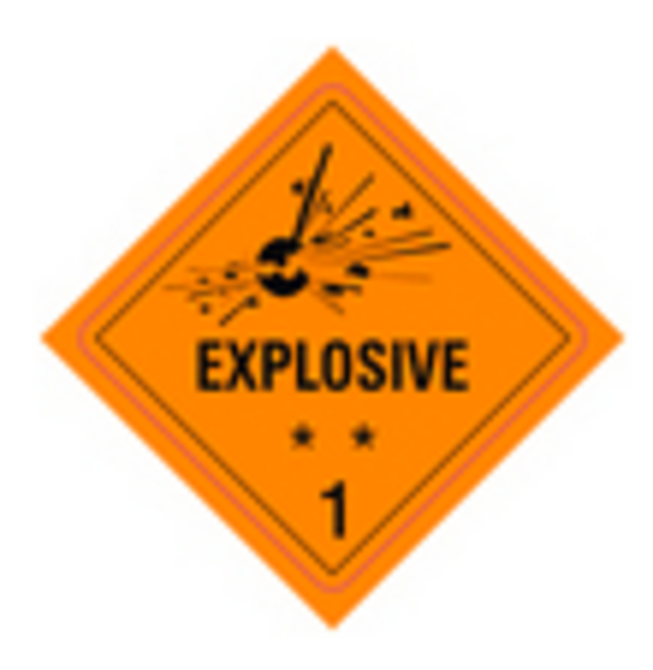 Explosive 1 - Dangerous Goods Sticker Labels 100x100 mm