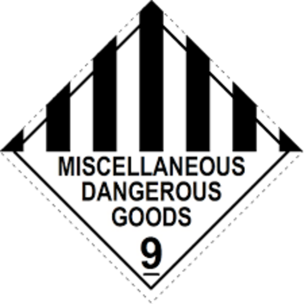 Miscellaneous Dangerous Goods 9 Sticker Labels 25x25 mm