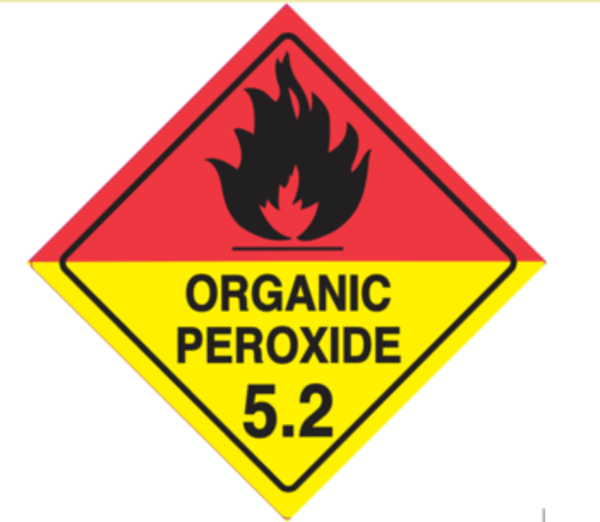Organic Peroxide 5.2 - Yellow Pre-Printed Dangerous Goods Sticker ...